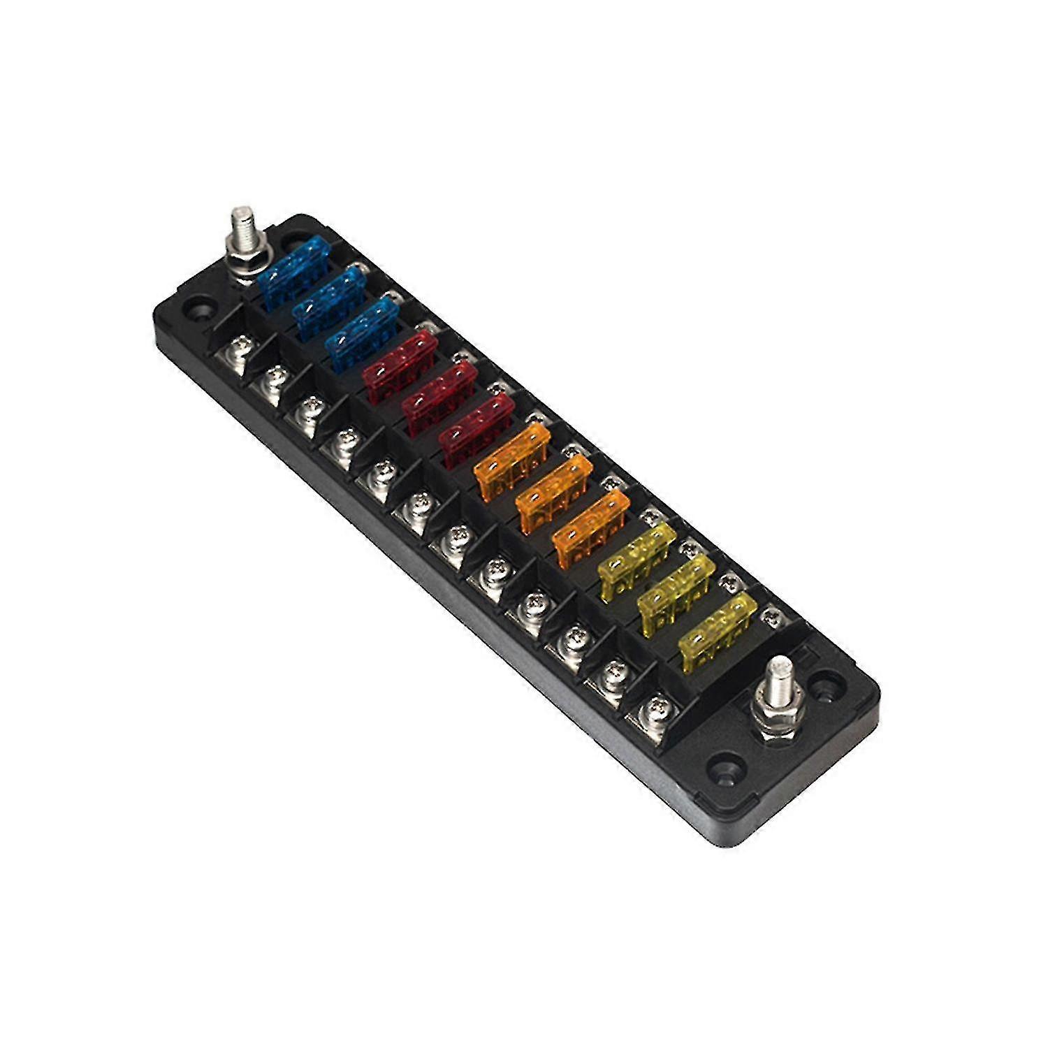 6 Way Car Fuse Box Heat Resistant Fuse Block with Stickers Multipurpose ...