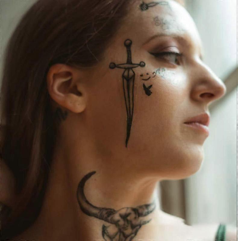 Temporary facial tattoos fake fake tattoo post malone black | Fruugo UK