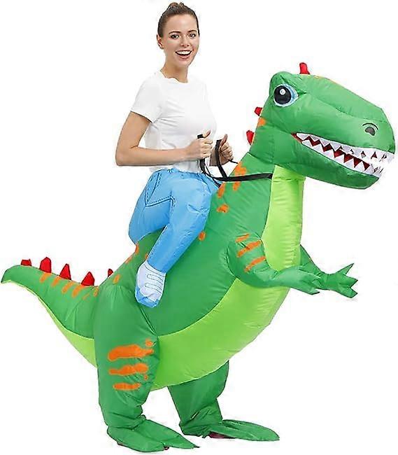 Printed green dinosaur inflatable costume, adults | Fruugo UK