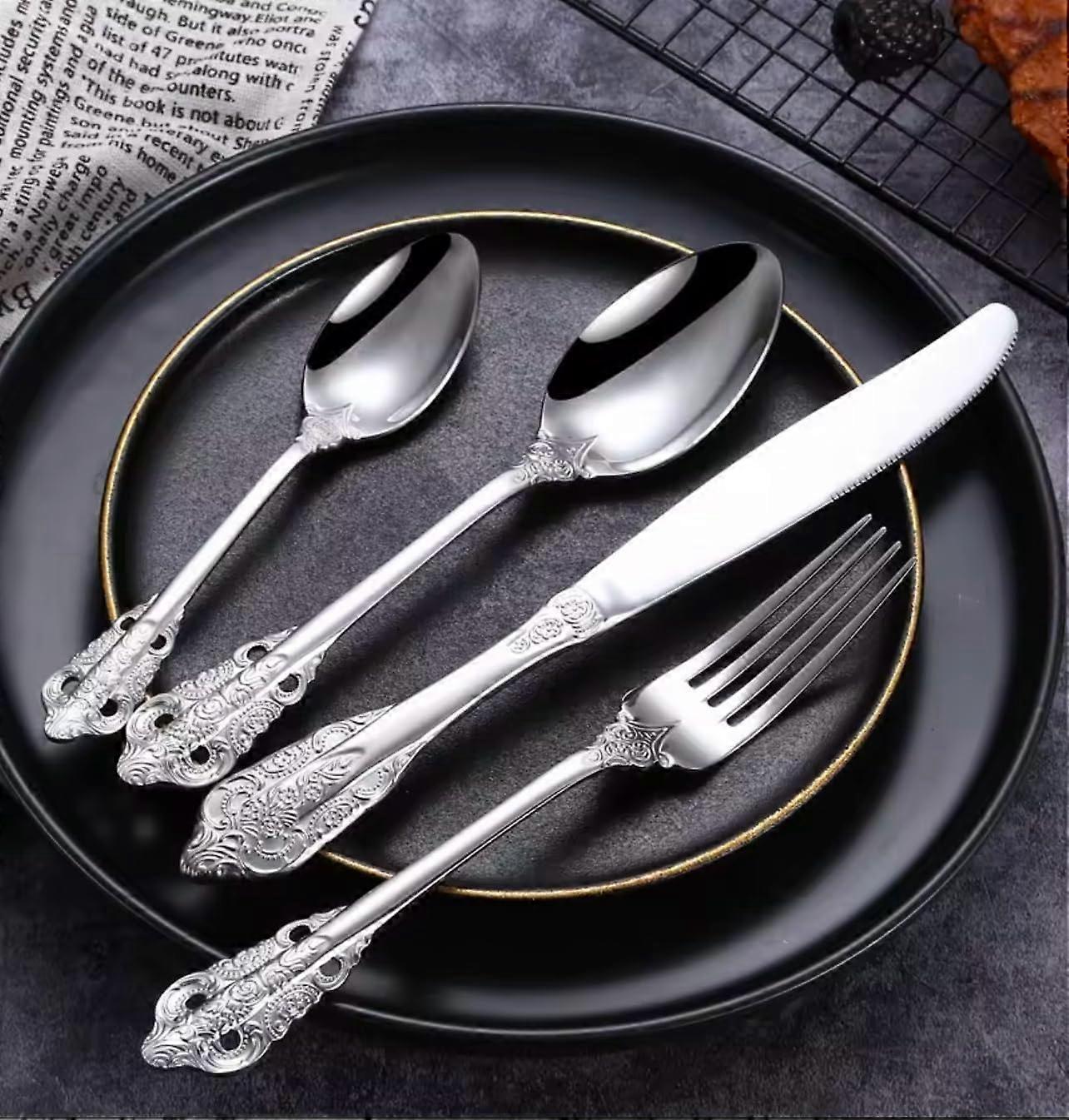 20 Pieces Luxury Silverware Set Service For 4 Kitchen And Tableware ...