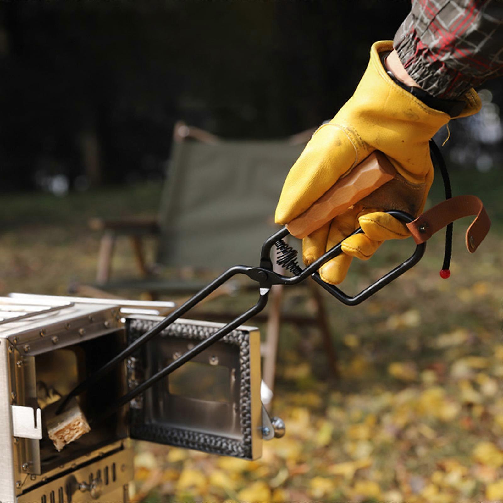 Outdoor Fireplace Log Tongs Metal Iron Log Claw Grabber w/ Ergonomic ...