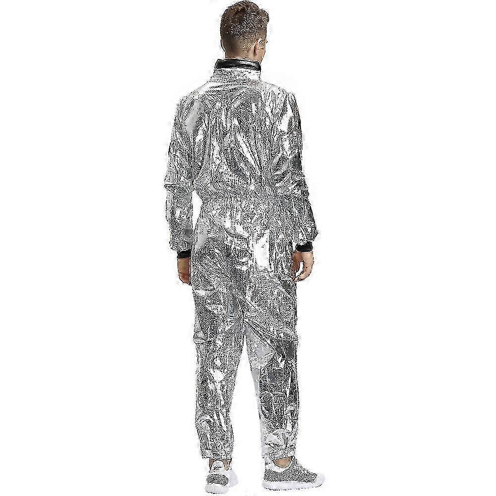 Halloween Astronaut Silver Spaceman Cosplay Costume Space Suit Men ...