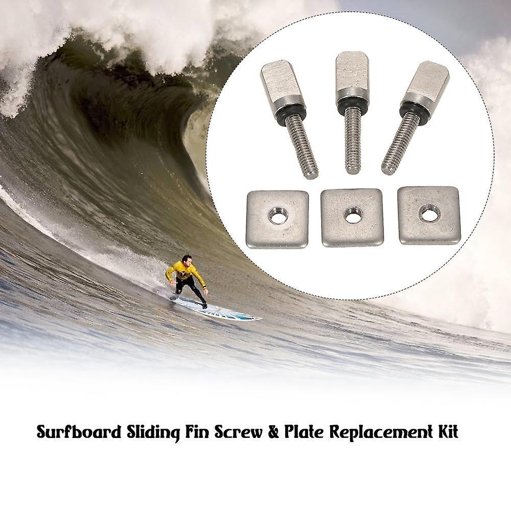 3 Surfboard Longboard Sliding Fin Screw & Fin Plate Replacement Kit for ...