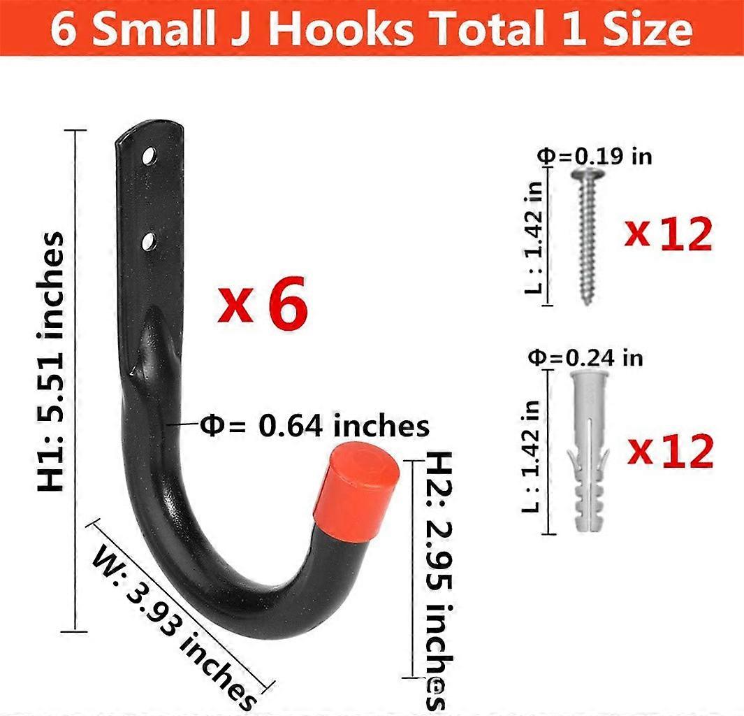 6pacs Heavy Duty Garage Storage Hooks, Universal Wall Mount, U-Shaped ...