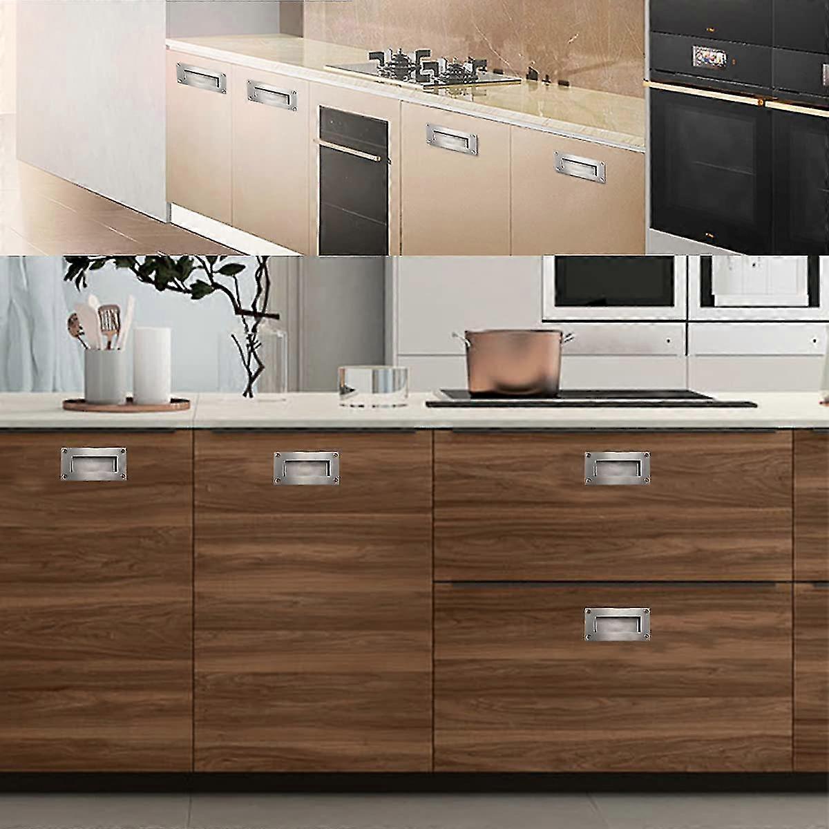 2 Pack Modern Stainless Steel Door Handle Hidden Recessed Cabinet Pull ...