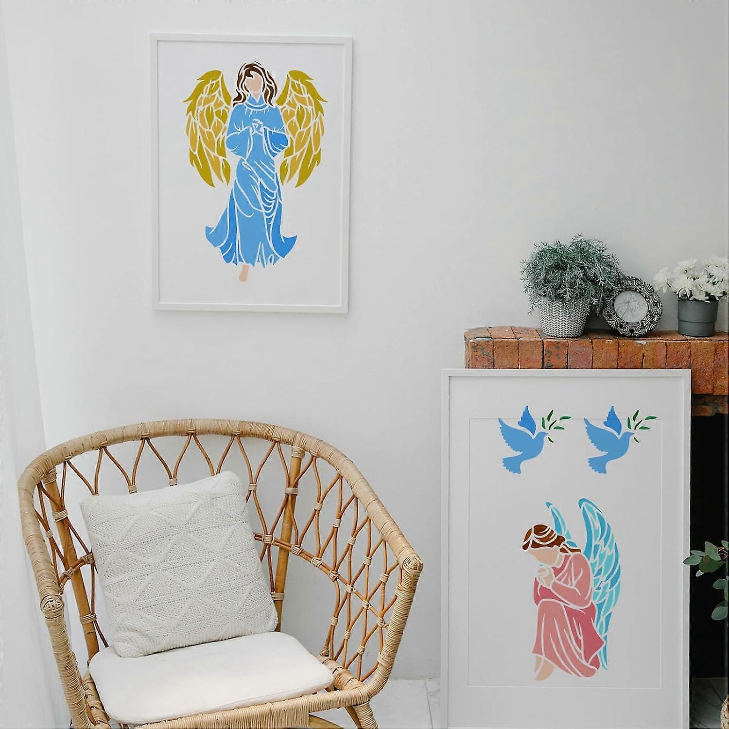 Angel Statue Painting Stencil 11.8x11.8inch Reusable Angel Logo Stencil ...