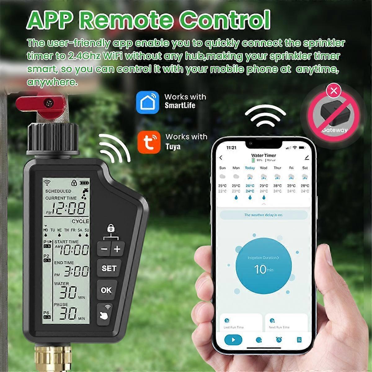 Tuya WiFi Smart Watering Timer,Automatic Digital Garden Irrigation Controller for Smart Life APP ...