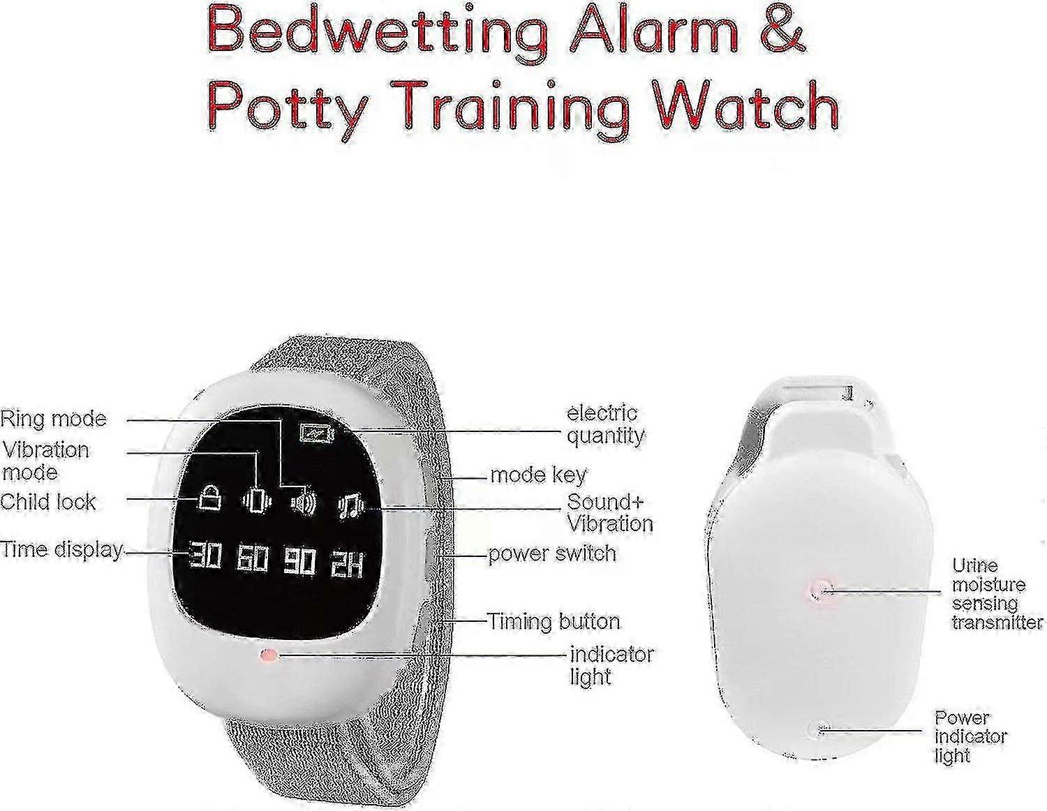 Bedwetting Alarm For Children, Wireless Bedwetting Alarm, Rechargeable ...