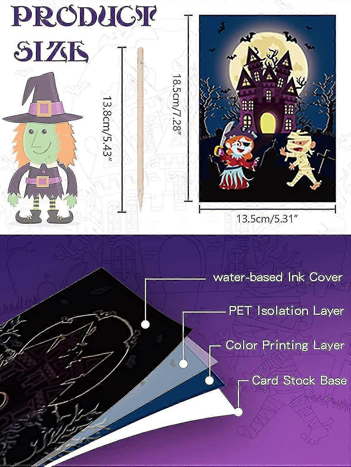 9 Pieces Christmas Scratch Paper Art Set, Rainbow Magic Paper Black ...