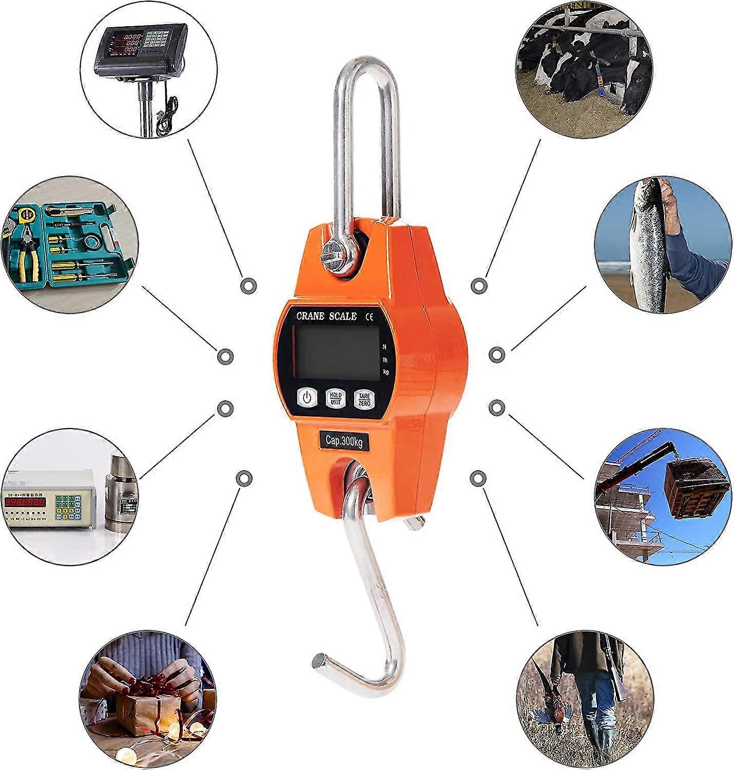 Electronic Scale 300kg Hanging Hook Scale LCD Dynamometer Industrial ...