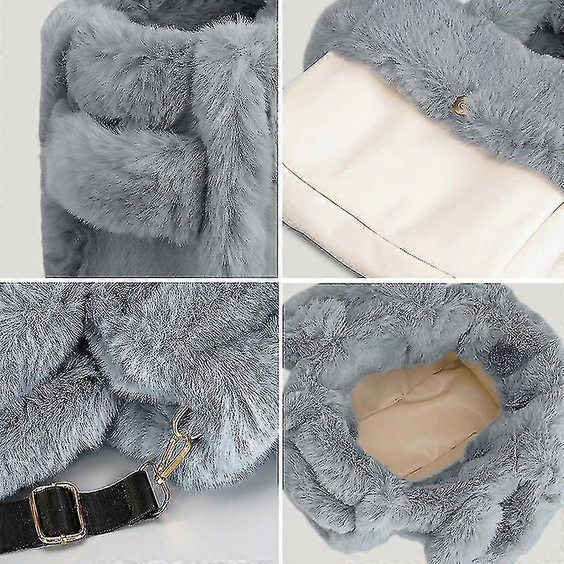 Large Tote Bag For Women Soft Winter Fluffy Fuzzy Furry Plush Top ...