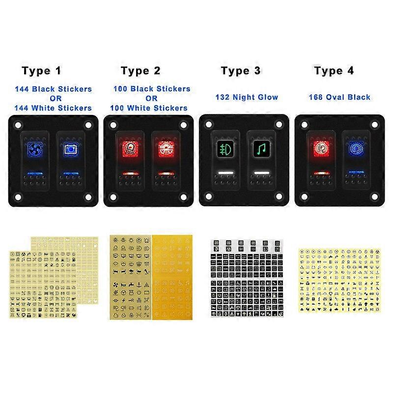 Black/Clear/Night Glow Rocker Switch Labels Stickers Logo For Marine ...