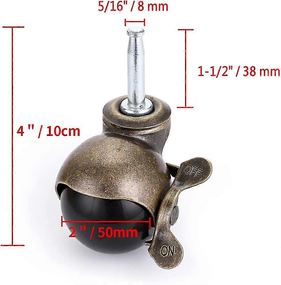 50mm Bronze Ball Wheel, Furniture Casters With Sockets, Rounded Ball ...