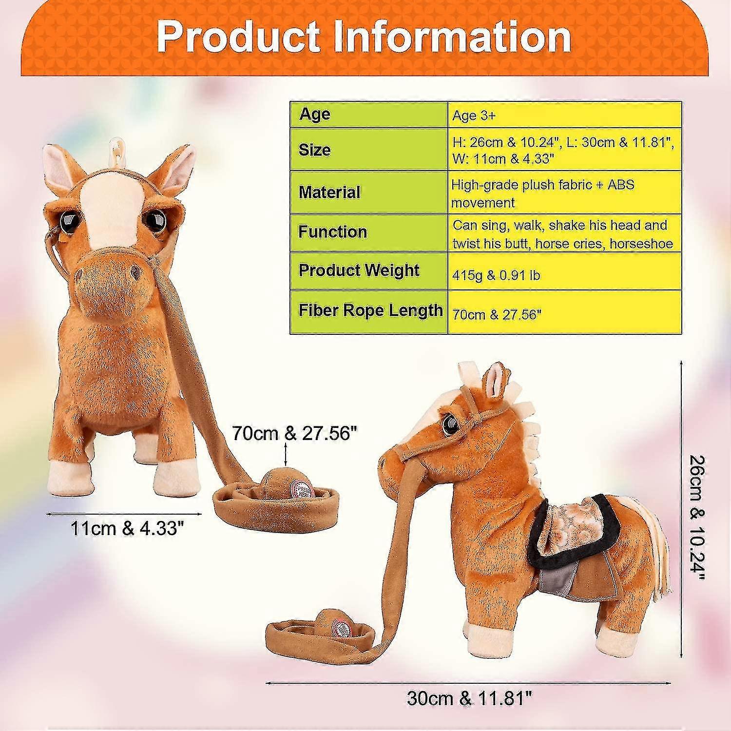 Walking Pony Toy Musical Singing Dancing Plush Interactive Pony Walk ...
