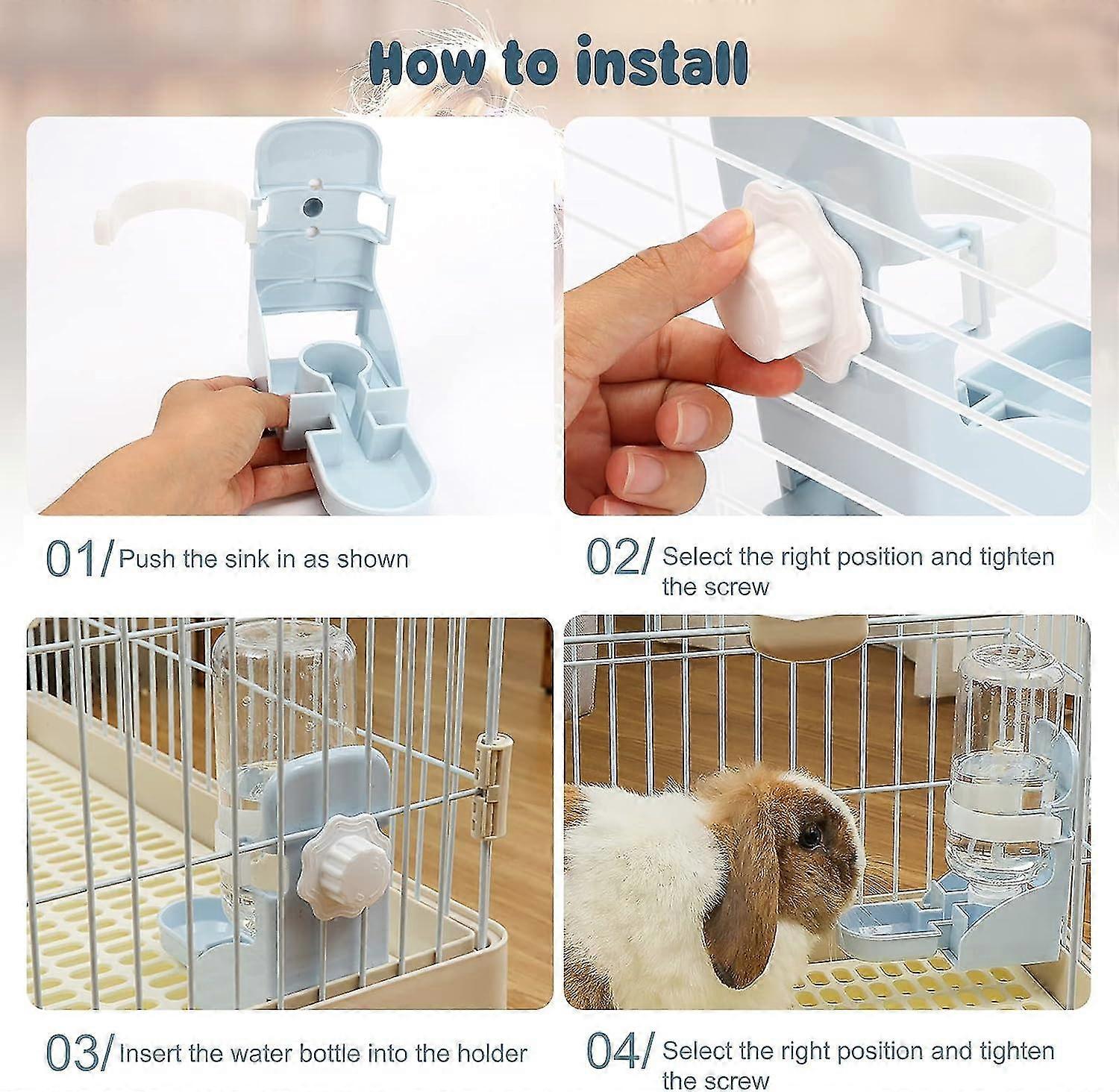 Water Bottle No Drip Hanging Fountain Automatic Dispenser Pet Cage ...