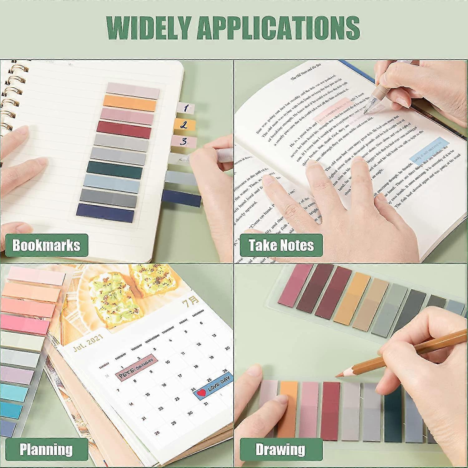 1200pcs Sticky Tabs Book Tabs, Morandi Sticky Note Tabs, Writable And ...