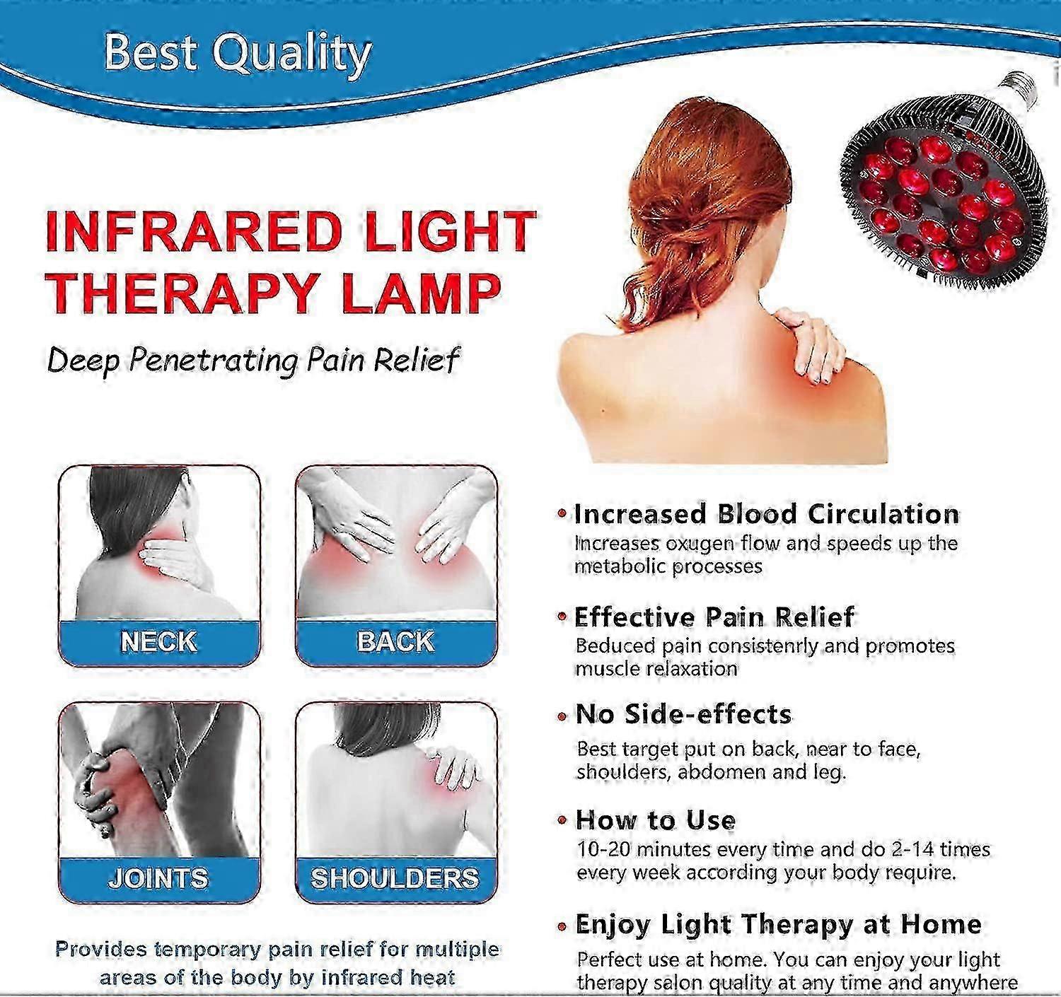 Red Light Therapy Bulb with Lamp Holder, 660nm Red and 850nm Near ...