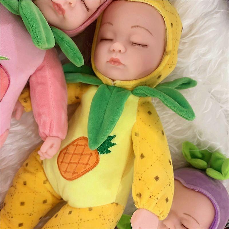 Yellow pineapple# 40cm Comfort baby doll soft girl gift fruit vinyl doll washable sleeping plush ...