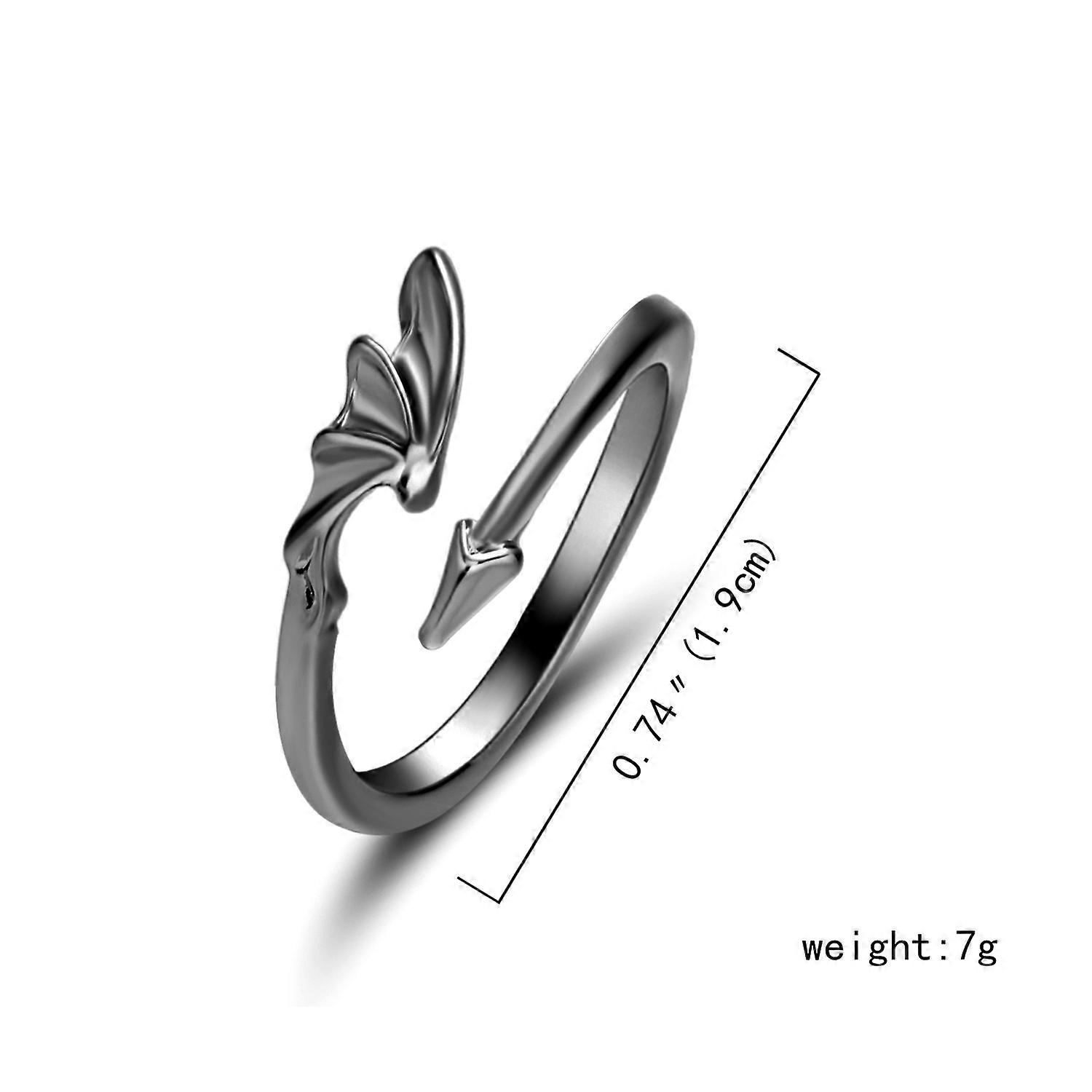 New Gothic Punk Couple Rings Angel Demon Paired Open Ring Set For Women ...