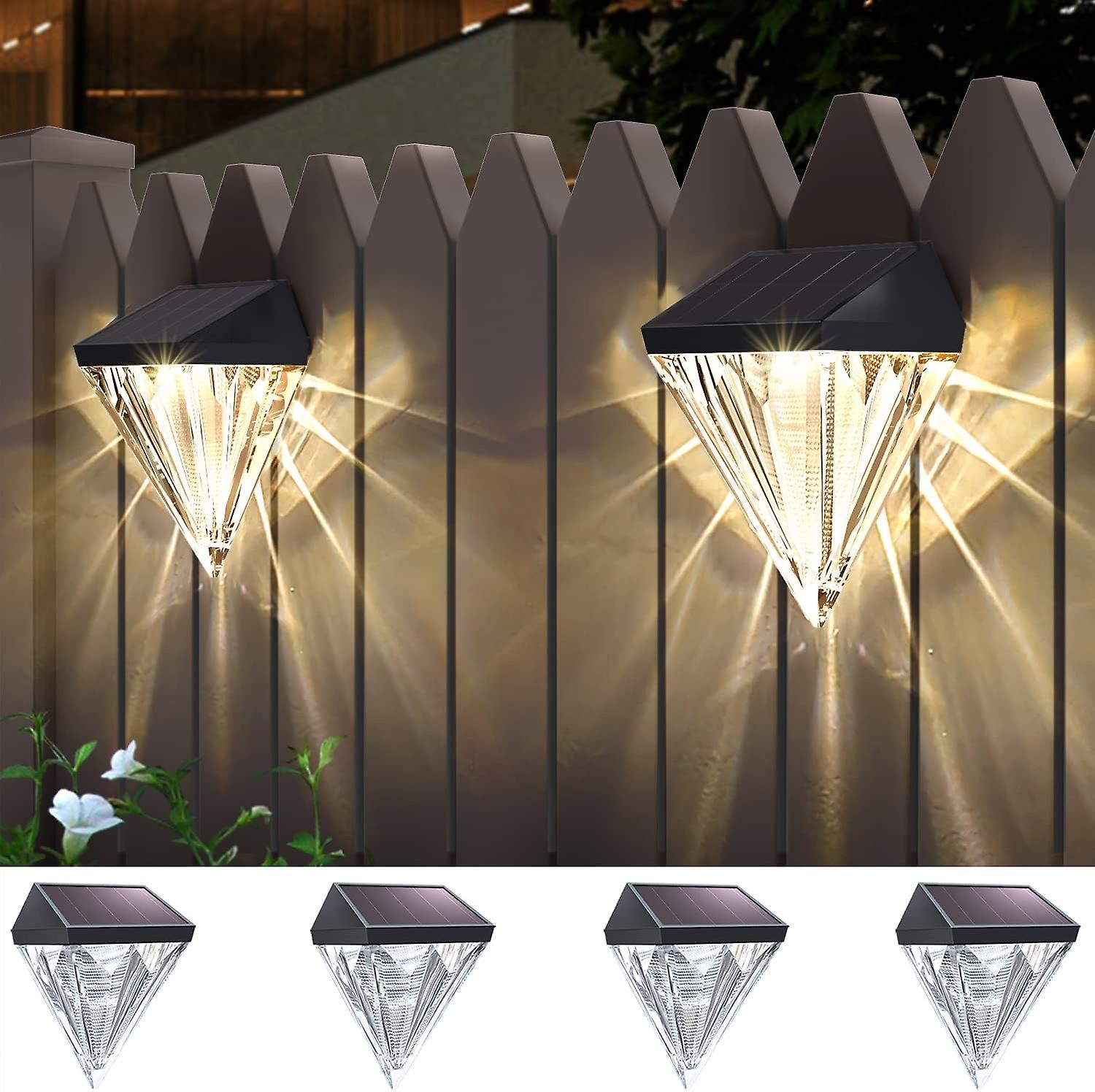 Solar Fence Lights, Solar Lights Outdoor Garden Diamond Outdoor Fence ...