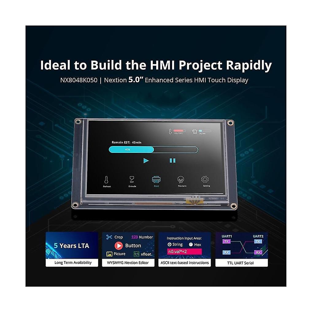 Nextion Nx8048k050 5.0inch Enhanced Series Hmi Touch Display Intelligent Usart Uart Serial Tft ...