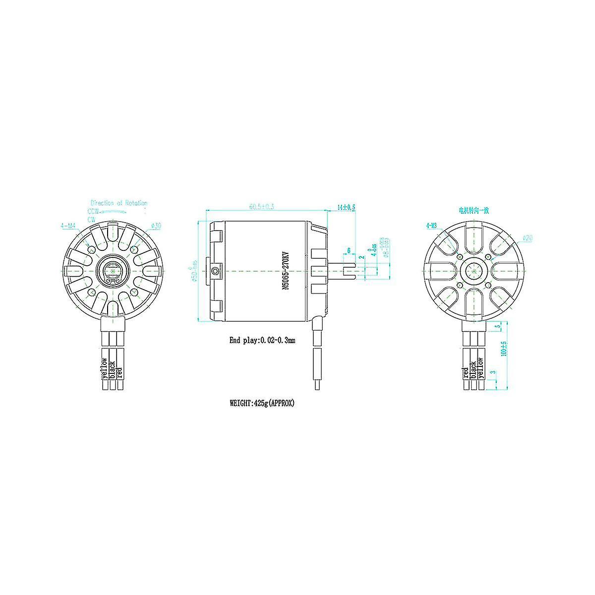 5065 270kv Brushless Sensorless Motor Bldc Outrunner Thrust Balance ...