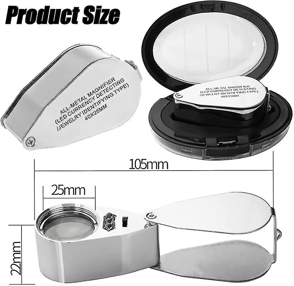 Metal Foldable Jeweler's Loupe With Led Light For Detecting Currencies ...