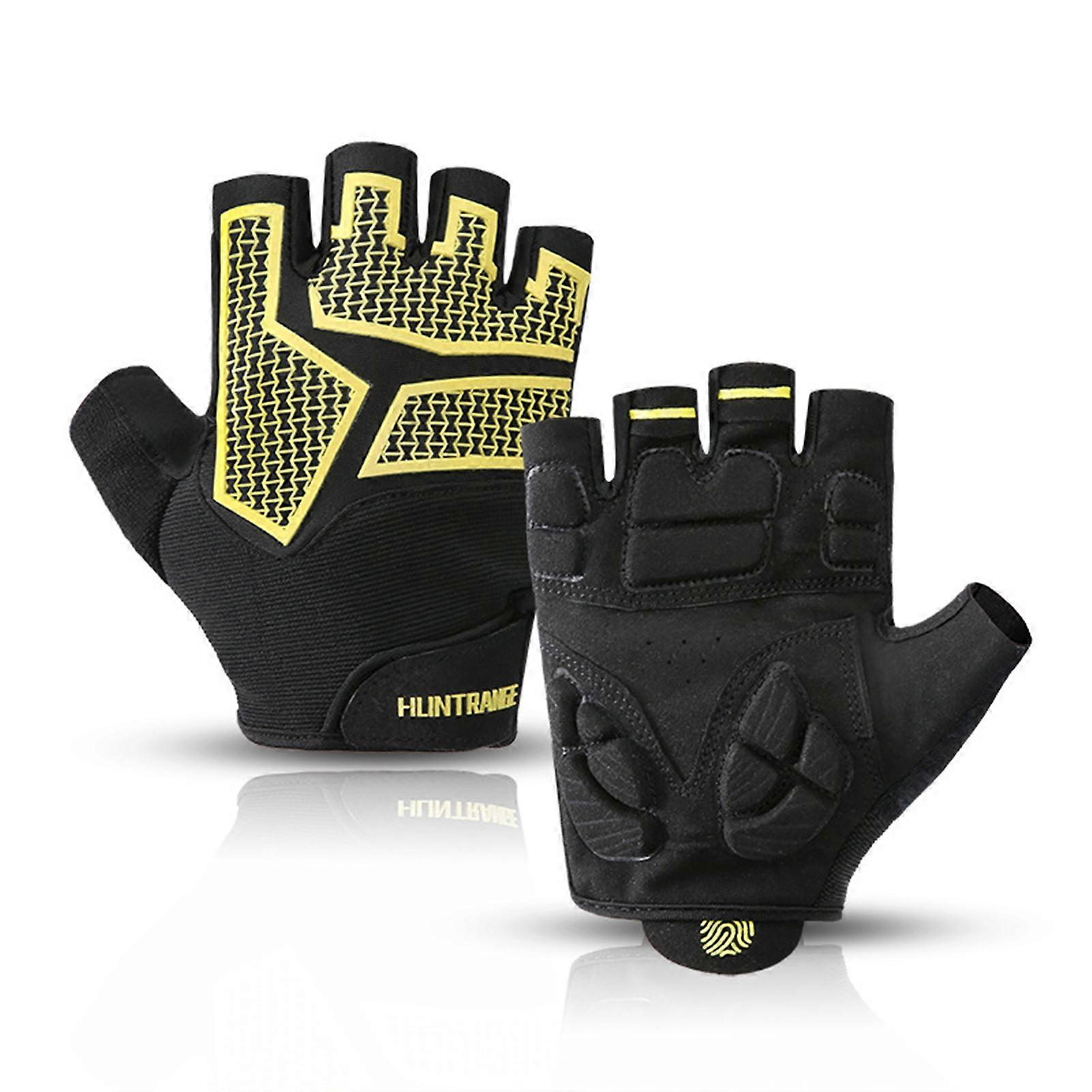 1 Pair Fitness Gloves Half Finger Shock-absorbing Adjustable Breathable ...
