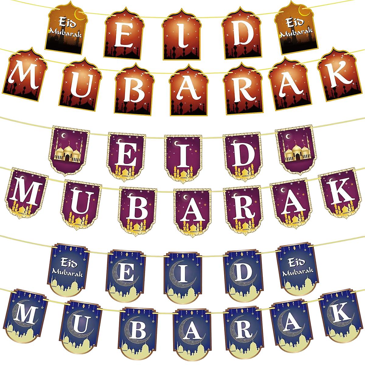 Eid Mubarak Flag Banner Ramadan Decoration For Home Islamic Muslim ...