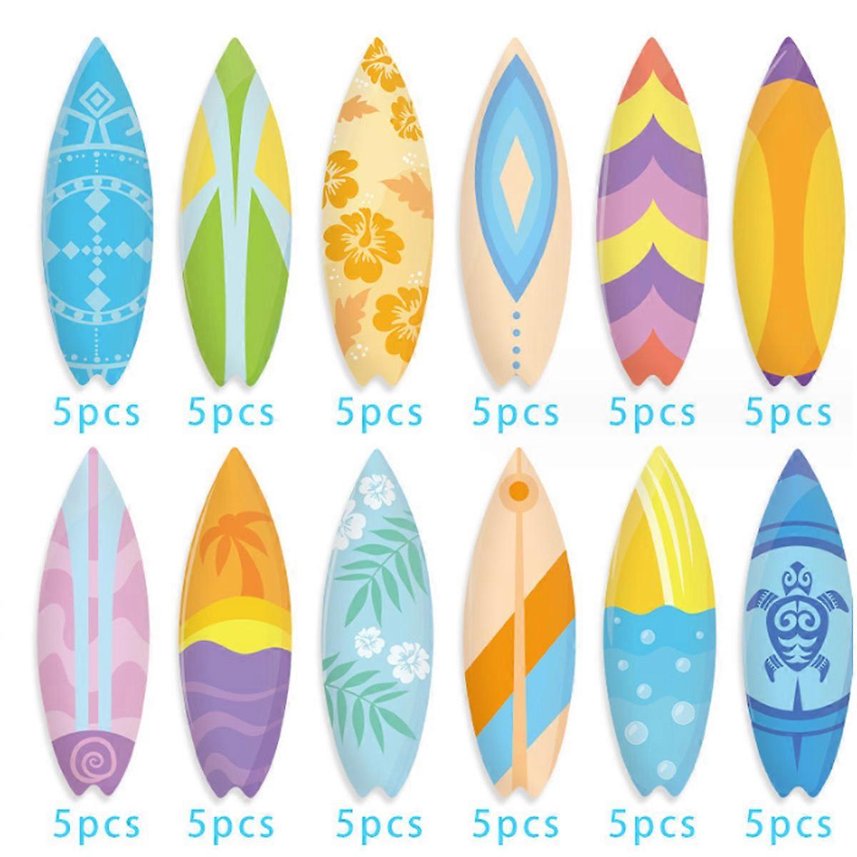 60 Pieces Surfboards Tropical Beach Decorations, Hawaii Cutouts Paper ...