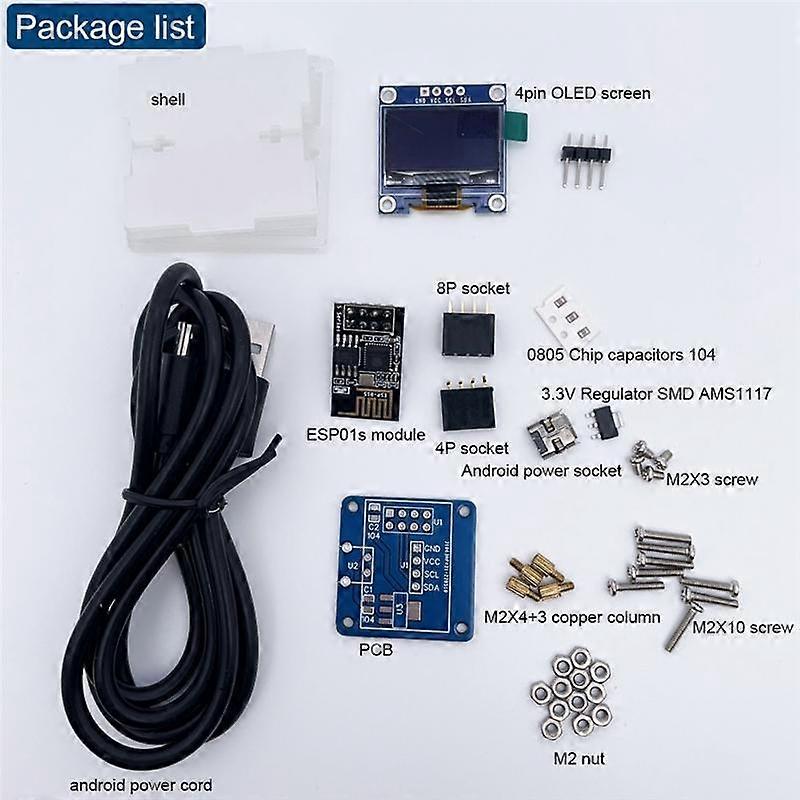 Esp8266 Diy Electronic Kit Mini Clock Oled Display Connect With Shell Diy Soldering Project
