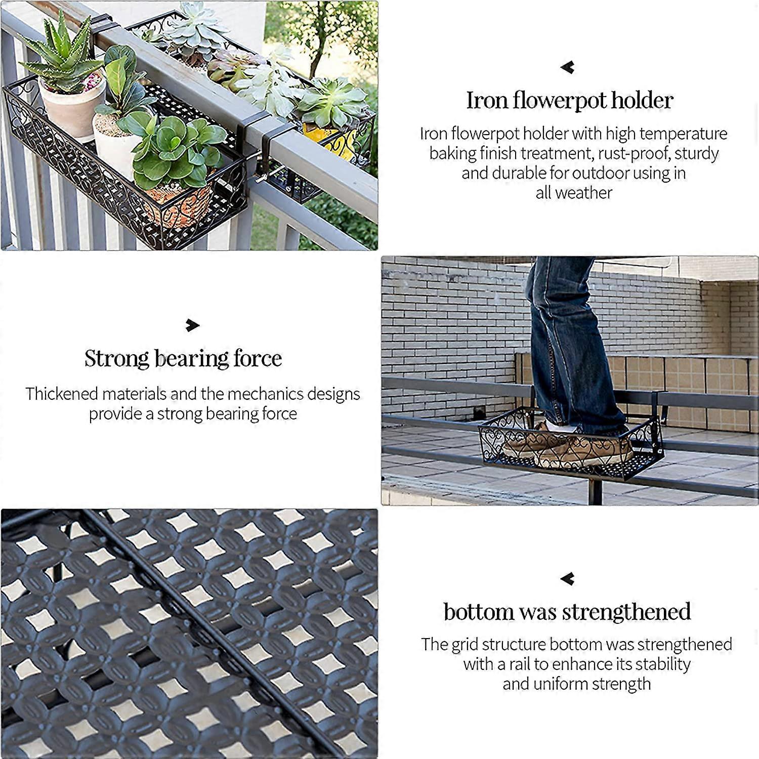 Nirvana Balcony Hanging Planter Rack,Iron Balcony Plant Shelf,Balcony ...