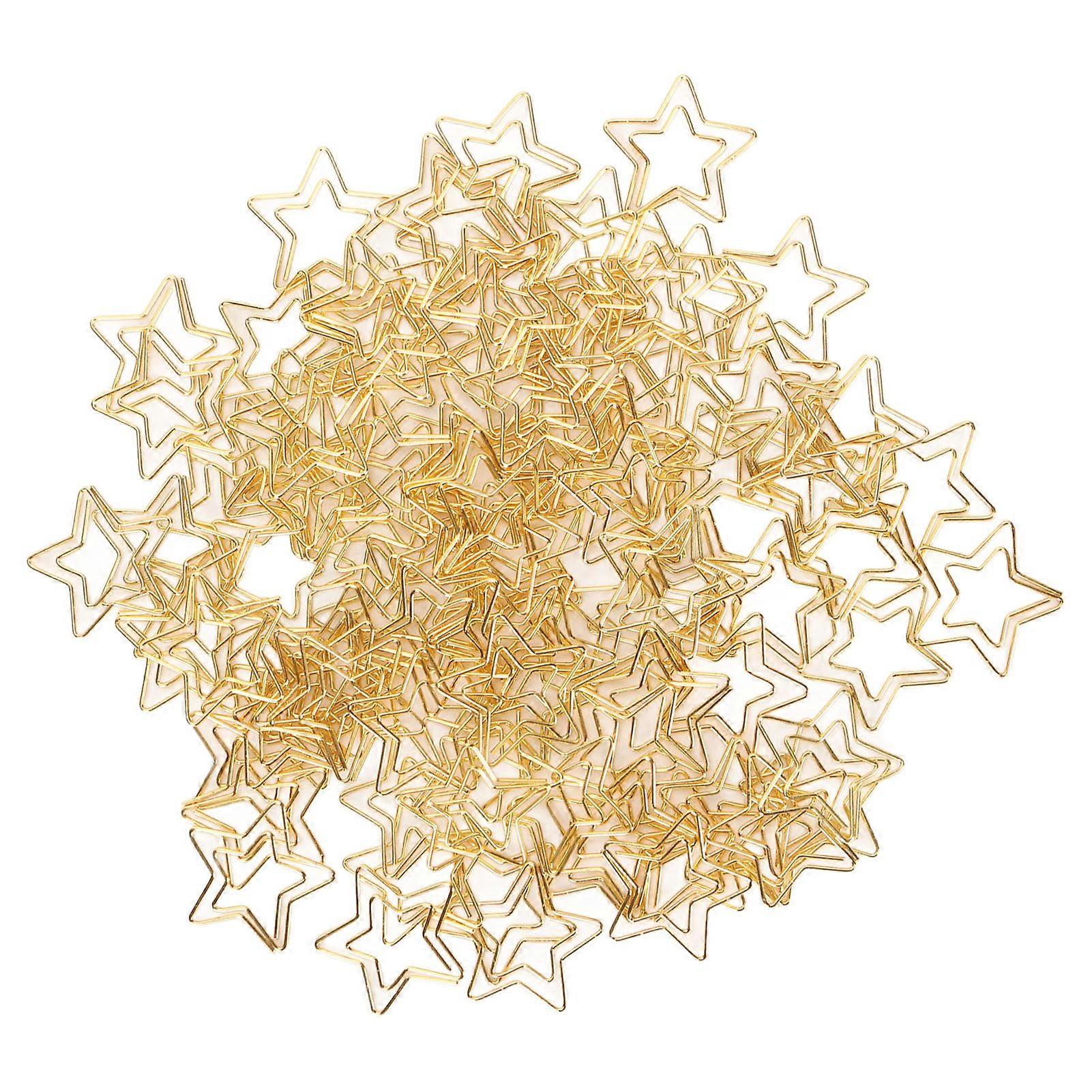 100pcs Golden Star Shape Paper Clips Skid Resistant Plated Metal Cute ...