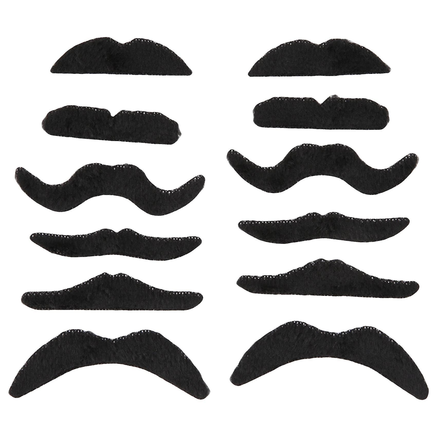 12 Pack Self Adhesive Assorted Fake Moustache / Mustache Set Fancy ...