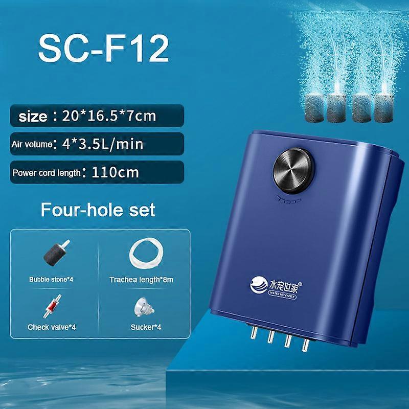 Silent Aquarium Oxygen Air Pump with Check Valve Fish Tank Four Outlet ...