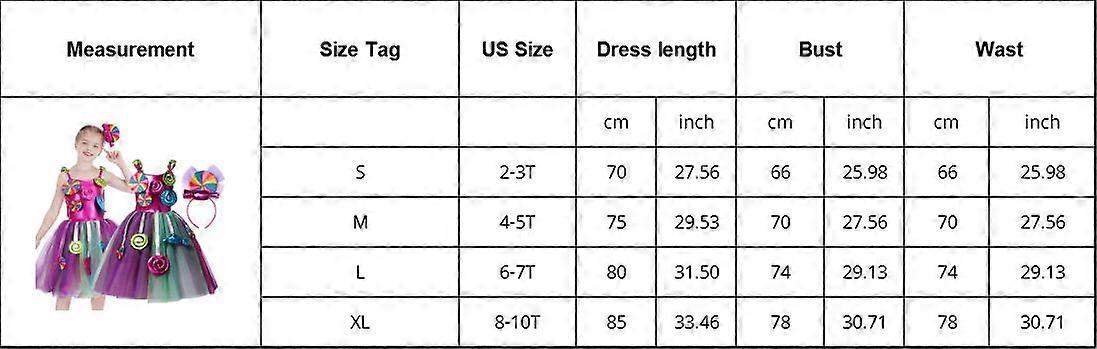 Children's Cute Rainbow Candy Princess Dress Girls Christmas Carnival ...