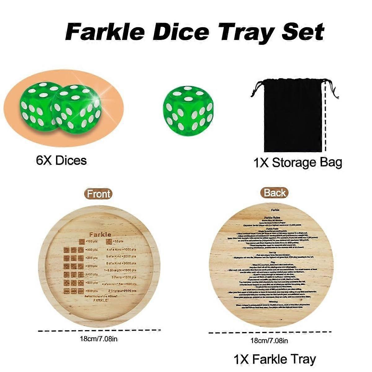 Dice Game Tray Wooden Classic Dice Game with Tray Dice Dish Family Game ...