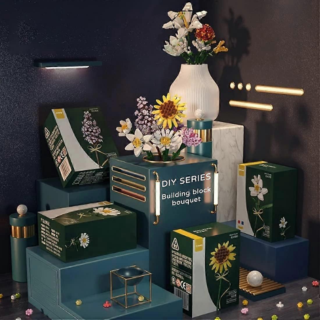 Flower Bouquet Building Blocks Kits 6 Pack Limerance, Artificial ...