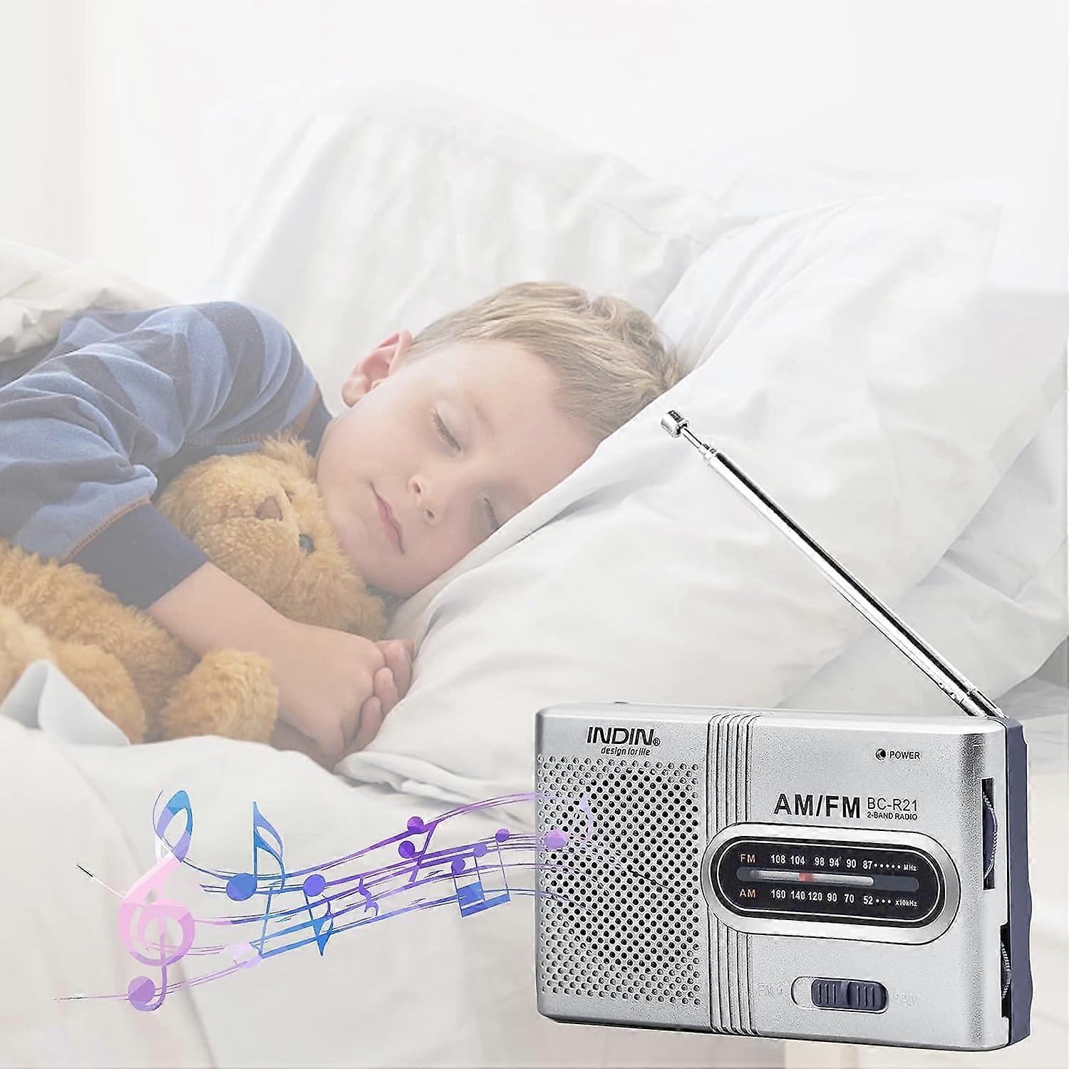 Portable Radio Small Radio Silver FM/AM (MW), Extra Large Tuning Knob ...