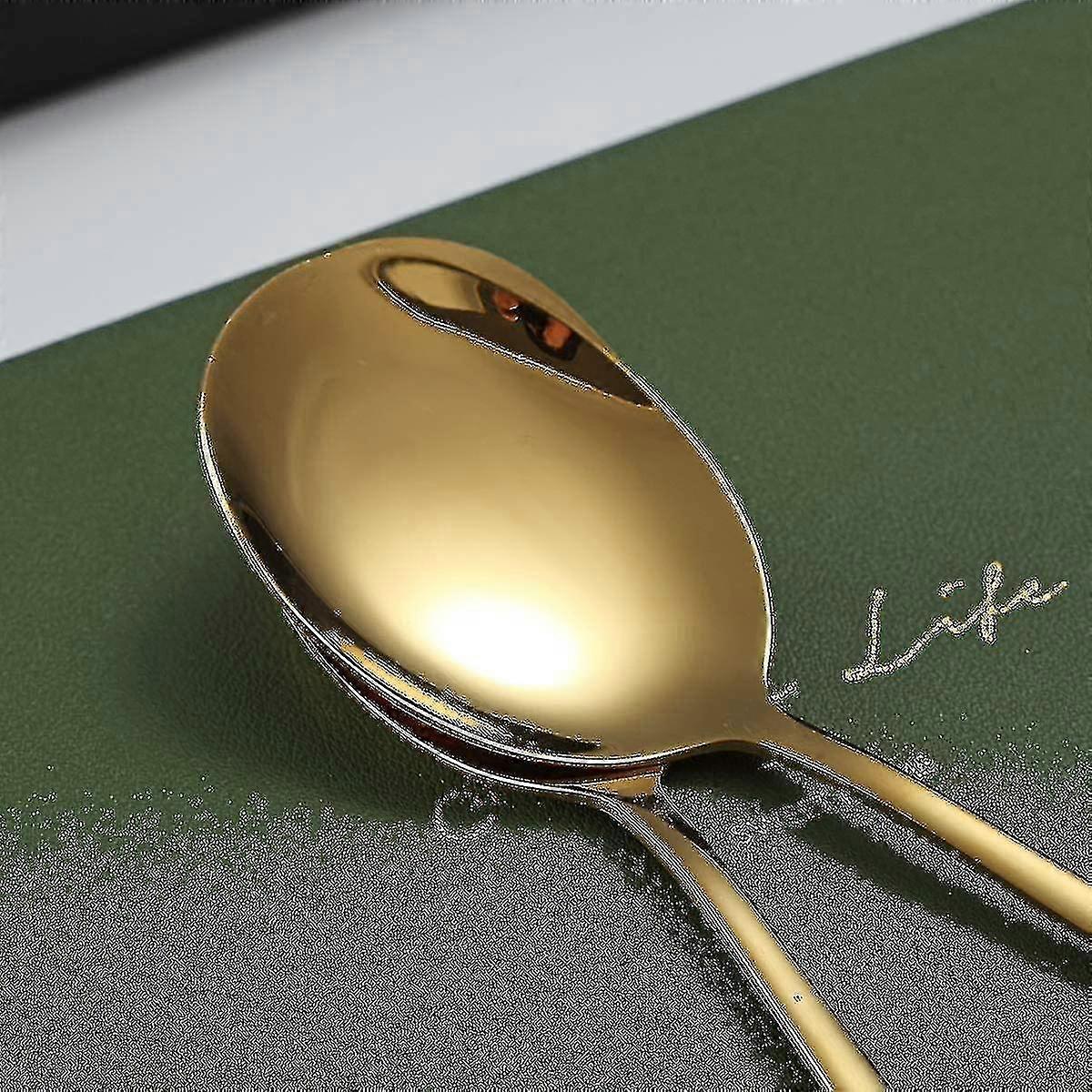 Gold Serving Spoons 4 Pcs, Includ 2 Serving Spoons 2 Slotted Spoons ...