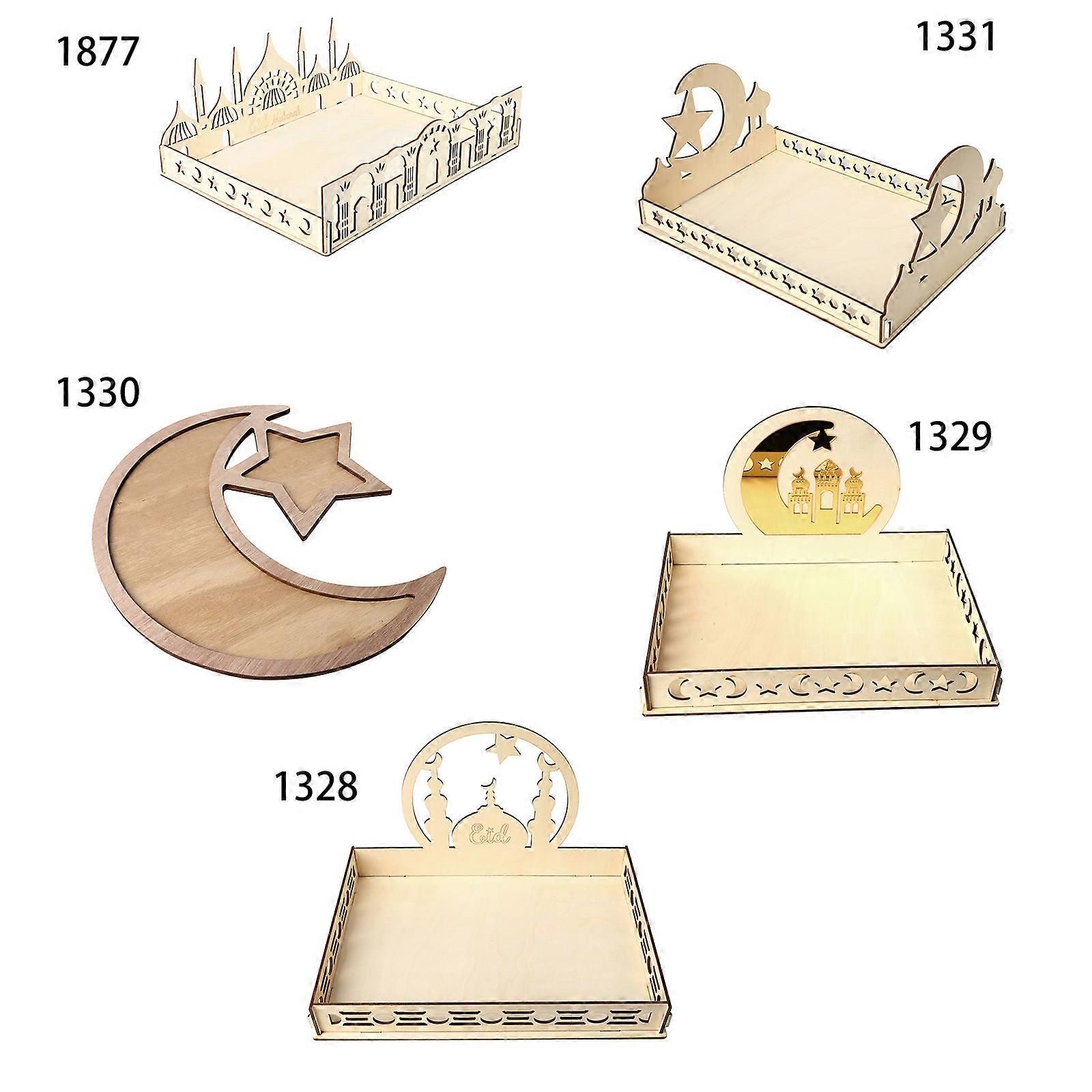 Wooden Eid Dessert Tray Moon Star Snack Dried Fruit Cake Trays Holder ...