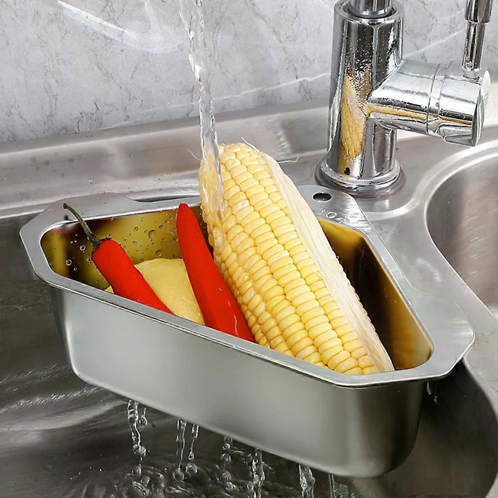 Triangular Kitchen Sink Drain Basket 304 Stainless Steel Filter Shelf ...