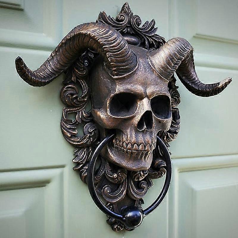 Goat Horned God Skull Hanging Door Knocker, Wall Decoration, Satan ...
