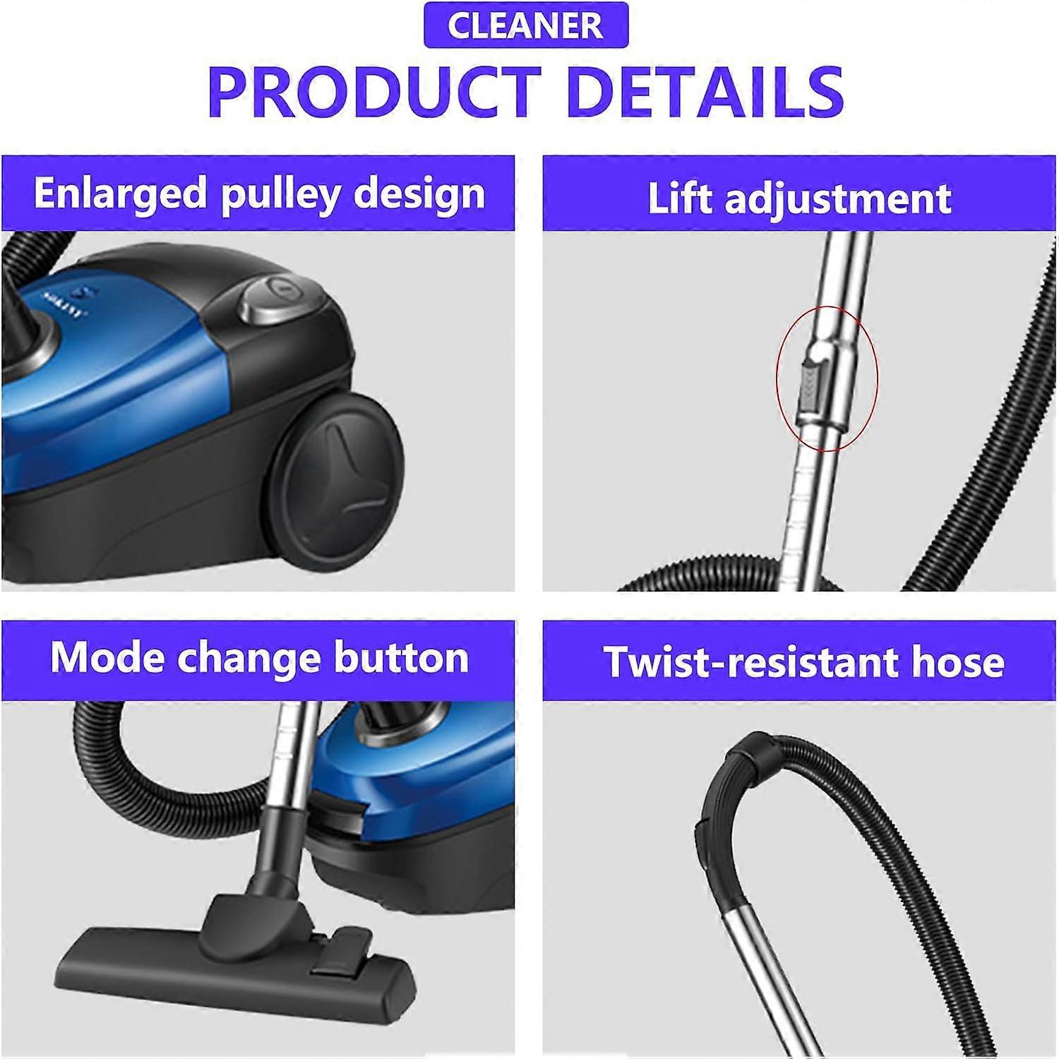 2000 W Vacuum Cleaner With Bag, HEPA Filter System, 4.5 m Power Cable ...