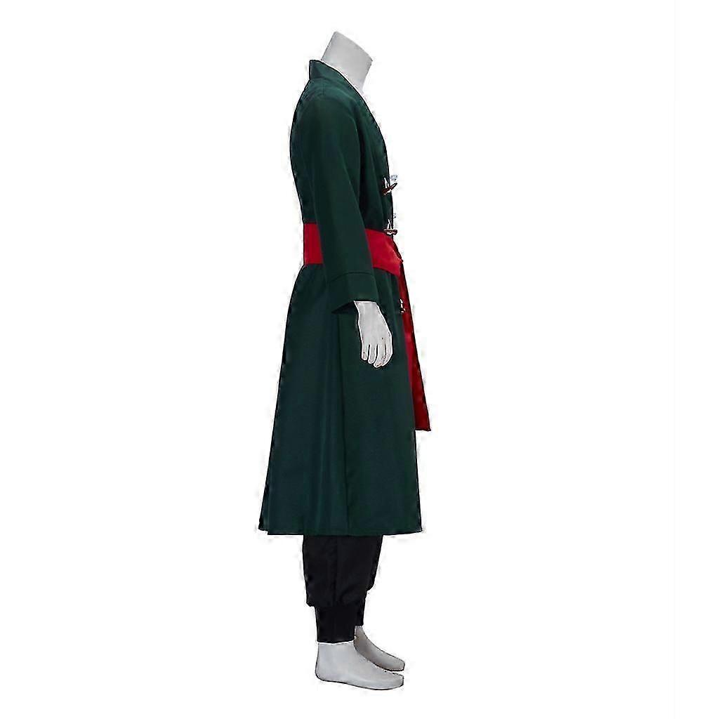 Men's Anime Samurai Costume - Green Themed Warrior Outfit with Swords ...