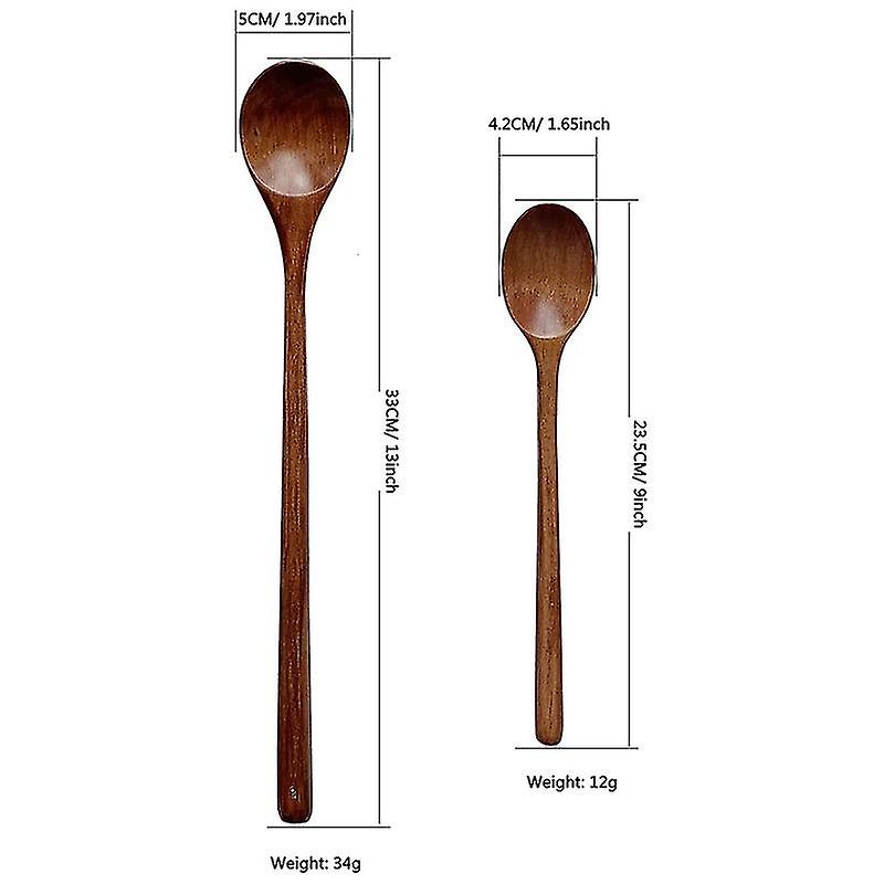 Cooking Utensils Wooden Spoon, Long Handled Stirring Wooden Spoon 6 ...