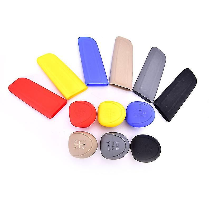 2pcs Universal Car Gear Hand Shift Knob Cover Silicone Handbrake Non ...