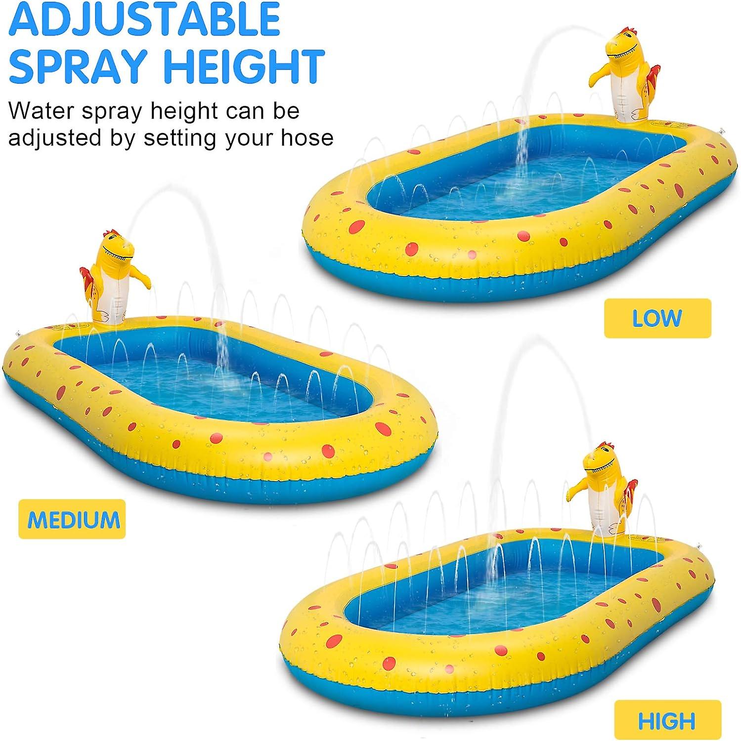 Inflatable Paddling Pool with Sprinkler, Splash Pad Wadding Pool ...
