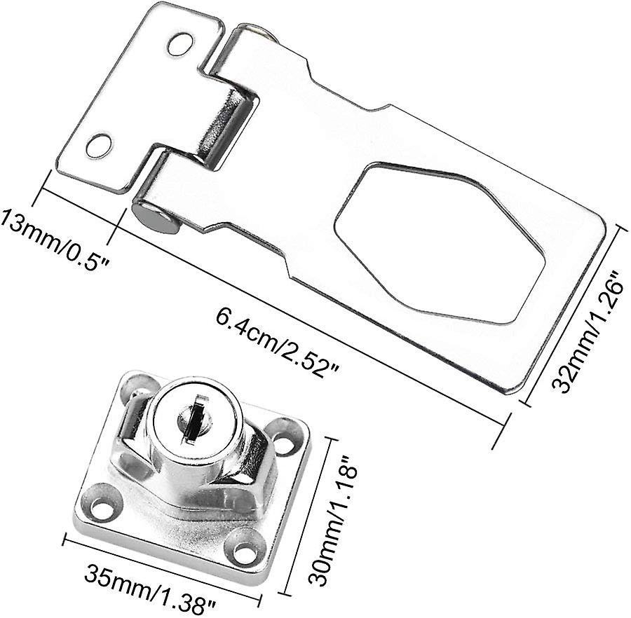 2Pcs Padlock Hasp Stainless Steel Keyed Lock Utility Padlock 2.5 Inch ...