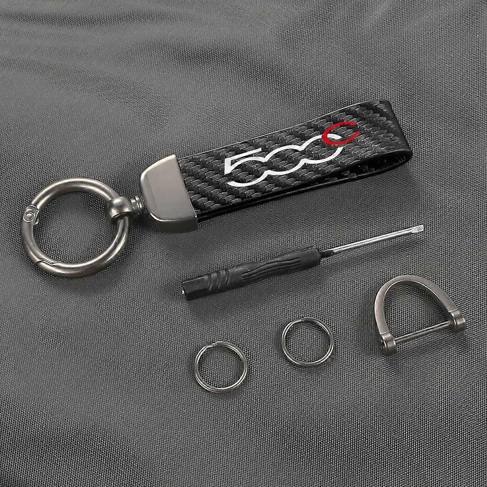 Car Carbon Fiber Pattern PU Leather Keychain For Fiat 500 500C 2012 ...